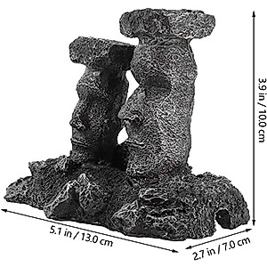 Mini Landscape Ornaments, Easter Island Stone Head Aquarium Ornament Resin Fish Tank Moai Statue Micro Landscape Decoration Accessories for Fish Tank Aquarium