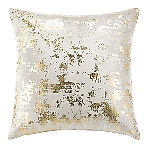 Safavieh Edmee Metallic Throw Pillow, 22"x22", Beige/Gold