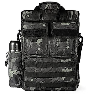 AlcyoneusD Tactical Briefcase,17.3 Inch Military Laptop Messenger Bag Shoulder Crossbody Bag Handbag for Men (17.3''Black Camouflage)