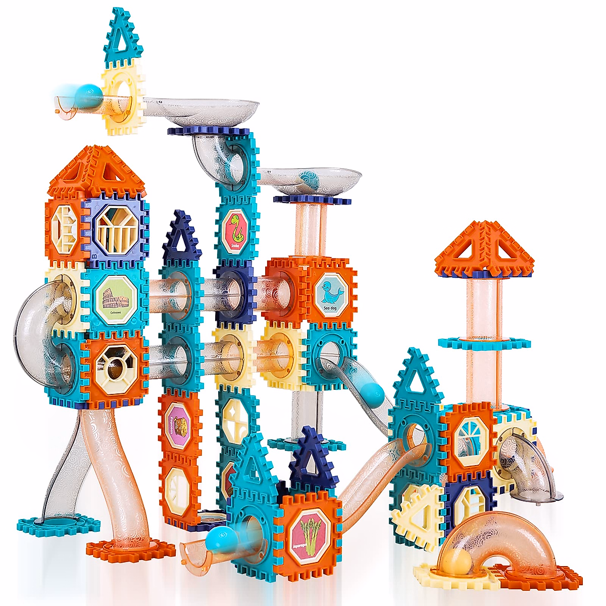 Moonsteps STEM Building Blocks Set for Kid, 156pcs Snap Tiles Building Toys for Kids Ages 4-8, Early Educational Building Kit for Girls & Boys, Christmas Birthday Gift for Toddler/Boy/Girl