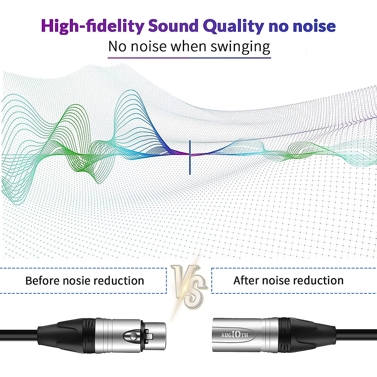 Augioth XLR Cable 100 ft, Microphone Cable, XLR Male to Female Balanced Microphone Cord 3 pin, Mic Cord, XLR Male to Female