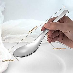 Eisinly Thickened Soup Spoons, 6 Pieces High Grade 18/8 Stainless Steel Table Spoons 6.7 Inch, Kitchen Utensil Set of 6 Perfect for Soup Rice Tea Milk Coffee Dessert, Silver, Dishwasher Safe