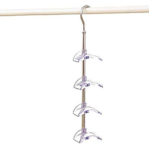 Chris.W Rotateble 4-Hooks Over The Closet Rod Hanging Storage Organizer Hanger for Purses, Backpacks, Satchels, Crossovers, Handbags Storing and Organizing - 2 Pack (Transparent)