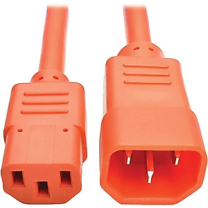 Tripp Lite 6 ft. Heavy Duty Power Extension Cord, C14 to C13, 15A, 14 AWG, Orange (P005-006-AOR)