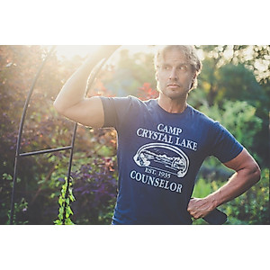 Crazy Dog Mens T Shirt Camp Crystal Lake 1980 Spooky Halloween Horror Slasher Movie Tee Funny Camping Tshirt Vintage Shirt for Retro 80s Movie Fans Black XL