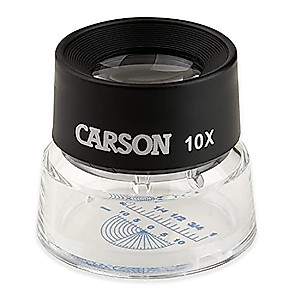 Carson LumiLoupe 10x Power Pre-Focused Stand Magnifier With Dual Lens and Snap-On Reticle (LL-20)