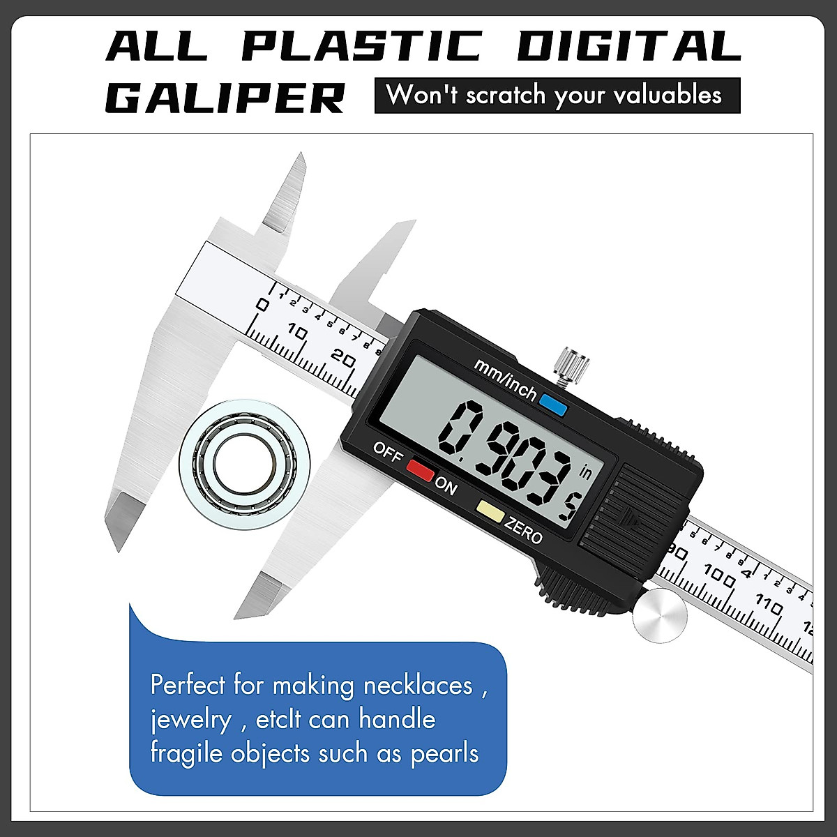 Simhevn Electronic Digital Caliper Measuring Tool, Stainless Steel Vernier Caliper Digital, Easy Switch from Inch Metric, LCD Screen,0-6inch/150mm Caliper Measuring Tool for DIY/3D Printing