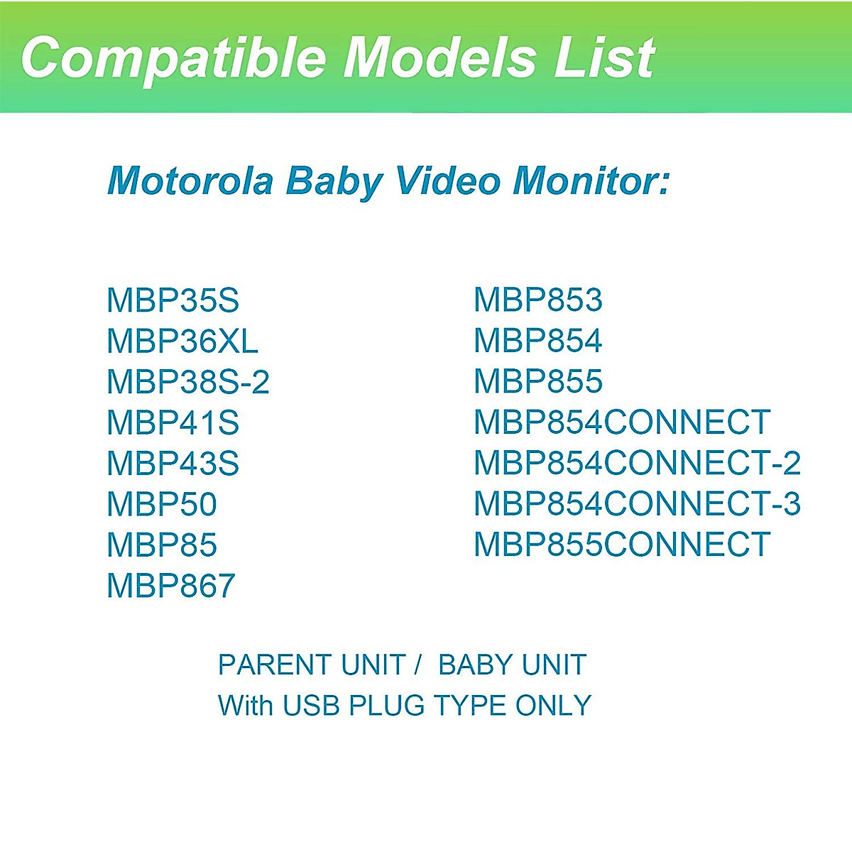 for Motorola MBP854CONNECT MBP854 Baby Monitor Charger Power Cord Replacement Adapter Supply Compatible with MBP854CONNECT-2 MBP854CONNECT-3 MBP855CONNECT MBP853CONNECT MBP35S MBP36XL 5.0V, 6.6Ft
