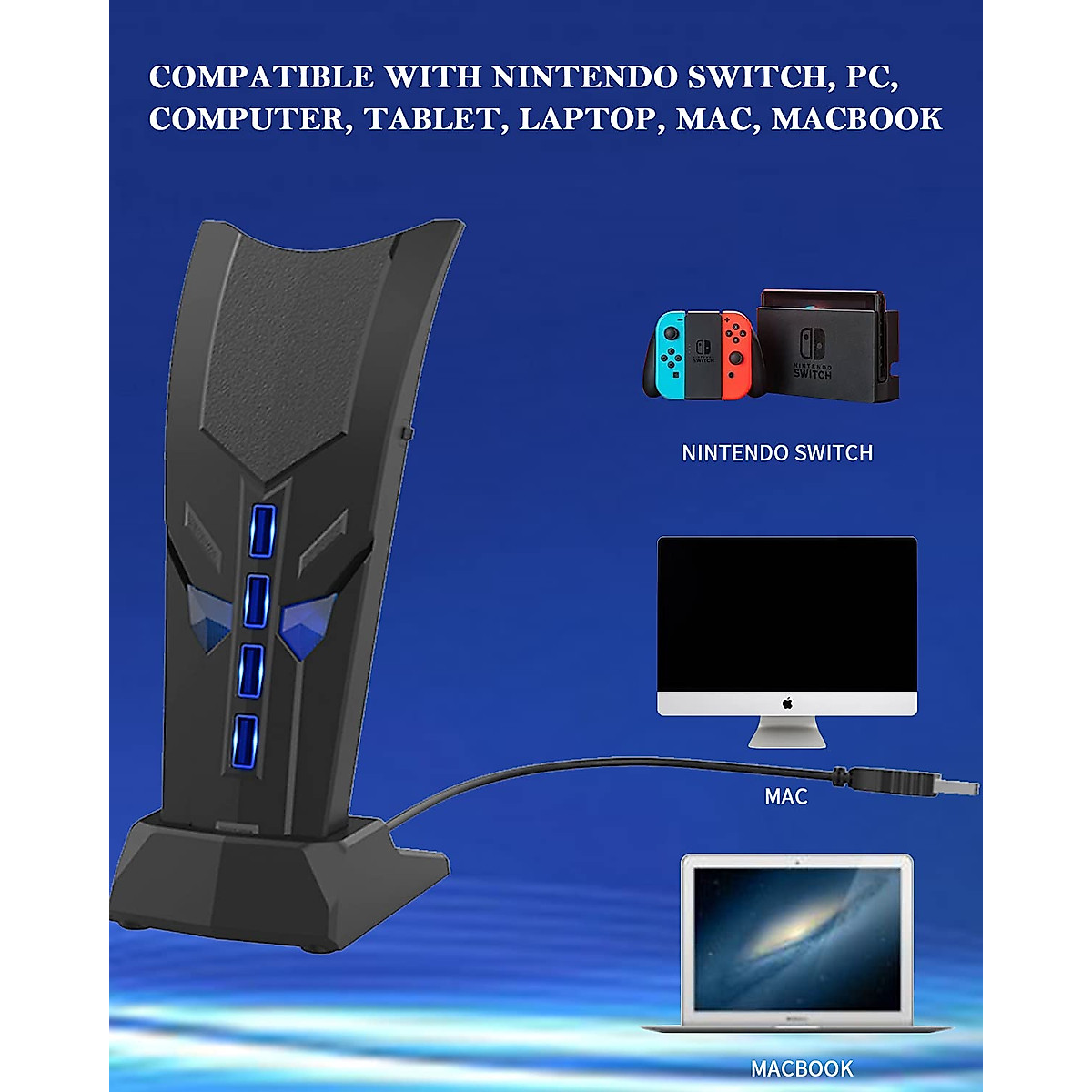 4-Port USB Hub for PS5, High-Speed USB Splitter USB 2.0 Hub USB Expander Adapter Extension for PS5/PS4/PS3, Xbox One/360, Xbox Series, Switch, PC, Tablet, Mac, Mouse, Keyboard with USB Station