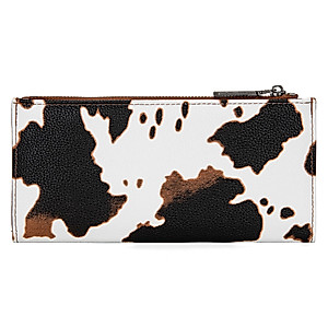 Wrangler Cow Print Wallets Womens Bifold Credit Card Wallet Women's Wallets, Card Cases & Money Organizers Brown Wallet for Women Ladies Female Cash Wallet with Smooth Zipper