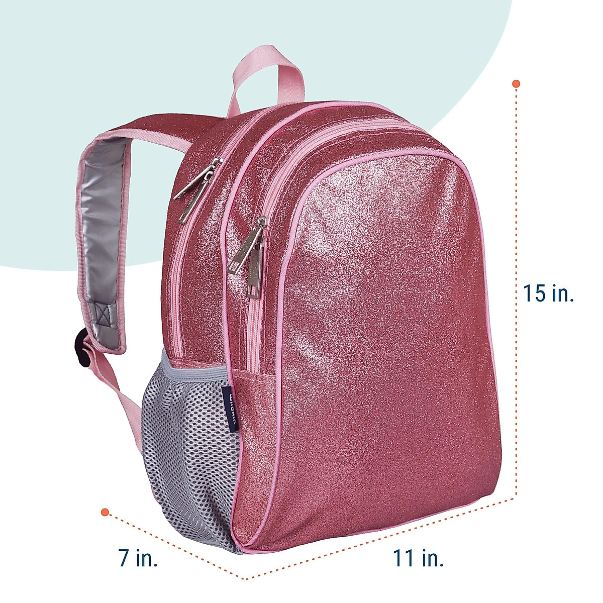 Wildkin 15-inch Kids Backpack – Durable, Padded, Adjustable for School & Travel - Pink Glitter
