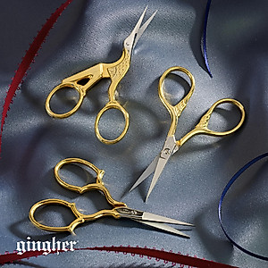 Gingher 01-005280 Stork Embroidery Scissors, 3.5 Inch, Gold