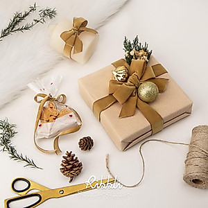 Ribbli Polyester Khaki Velvet Ribbon,3/8 Inches Continuous10-Yard Spool,Christmas Ribbon for Gift Wrapping,Floral Bouquets, Home Decor