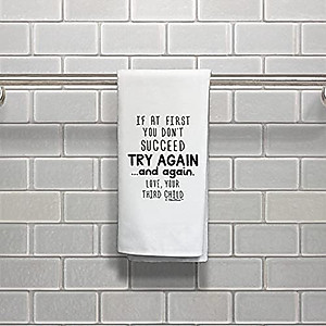 Mom Gifts for Women If at First You Don't Succeed Try Again and Again Love Third Child Decorative Kitchen Tea Towel White