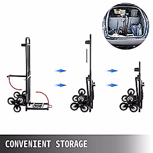 BestEquip Stair Climbing Cart 460lbs Capacity, Portable Folding Trolley with 6 Wheels, Stair Climber Hand Truck with Adjustable Handle for Pulling, All Terrain Heavy Duty Dolly Cart for Stairs