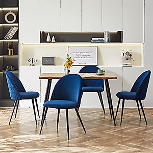 Homedot Dining Table Set for 4,Stylish Table with Strong Metal Legs & Modern Dining Chair Armlss Beautiful Home Chair Indoor Velvet Accent Chair with High Back Design,Perfect for Dining Room