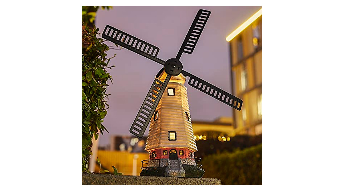 Pearlstar Solar Windmill Lighthouse - 20" Garden Outdoor Light