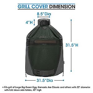 Unicook Grill Cover 31.5 Inch, Compatible with Large Big Green Egg, Kamado Joe, Pit Boss Grills, Heavy Duty Waterproof Ceramic Grill Cover, Fade Resistant Smoker Cover, 31.5" Dia X 31.5" H, Black