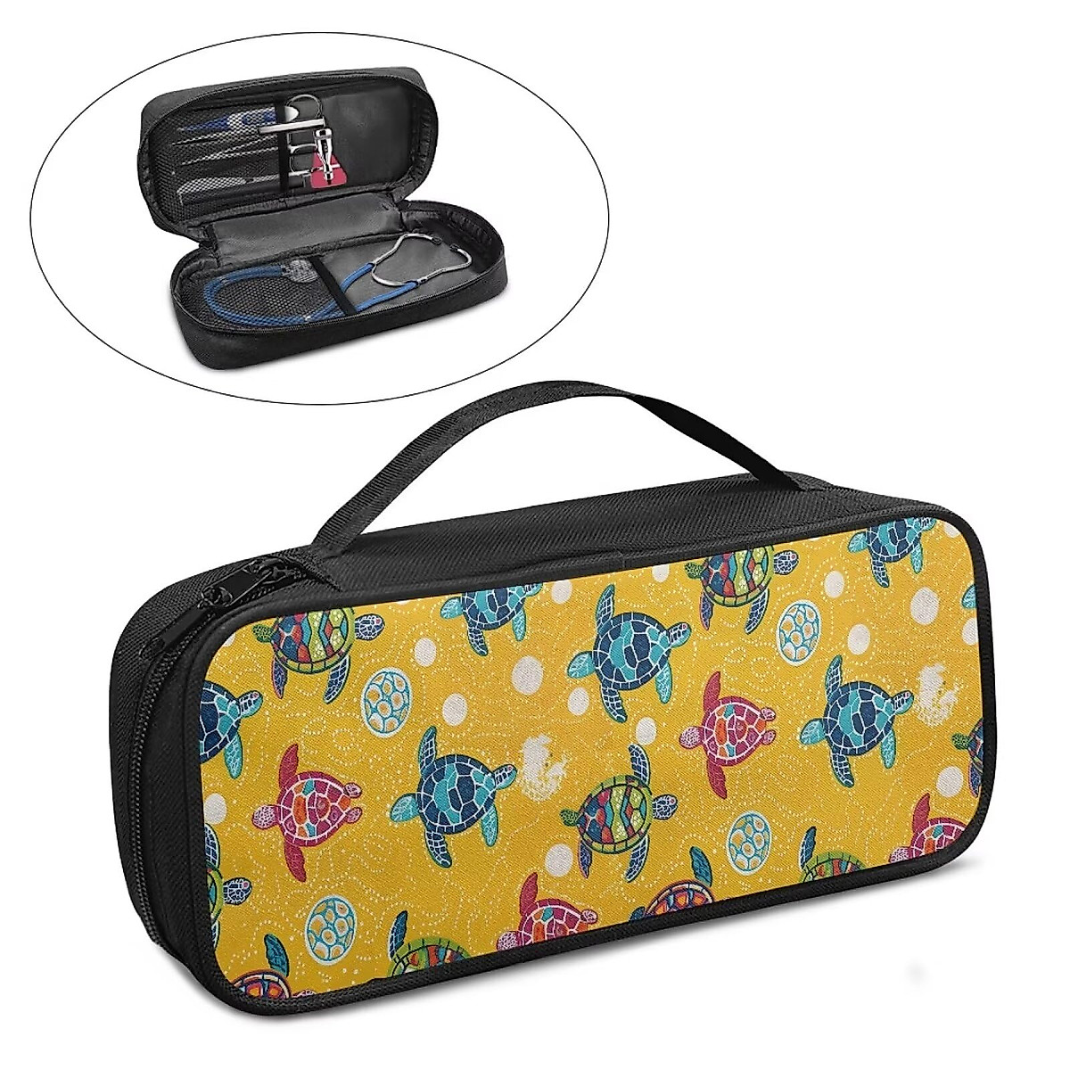 Puganiruo Colorful Turtles Stethoscope Case for Nurse and Doctor, Fits Most Stethoscope,Stethoscope Bag Holder for Nurse Pen Lights, Nursing School Essentials