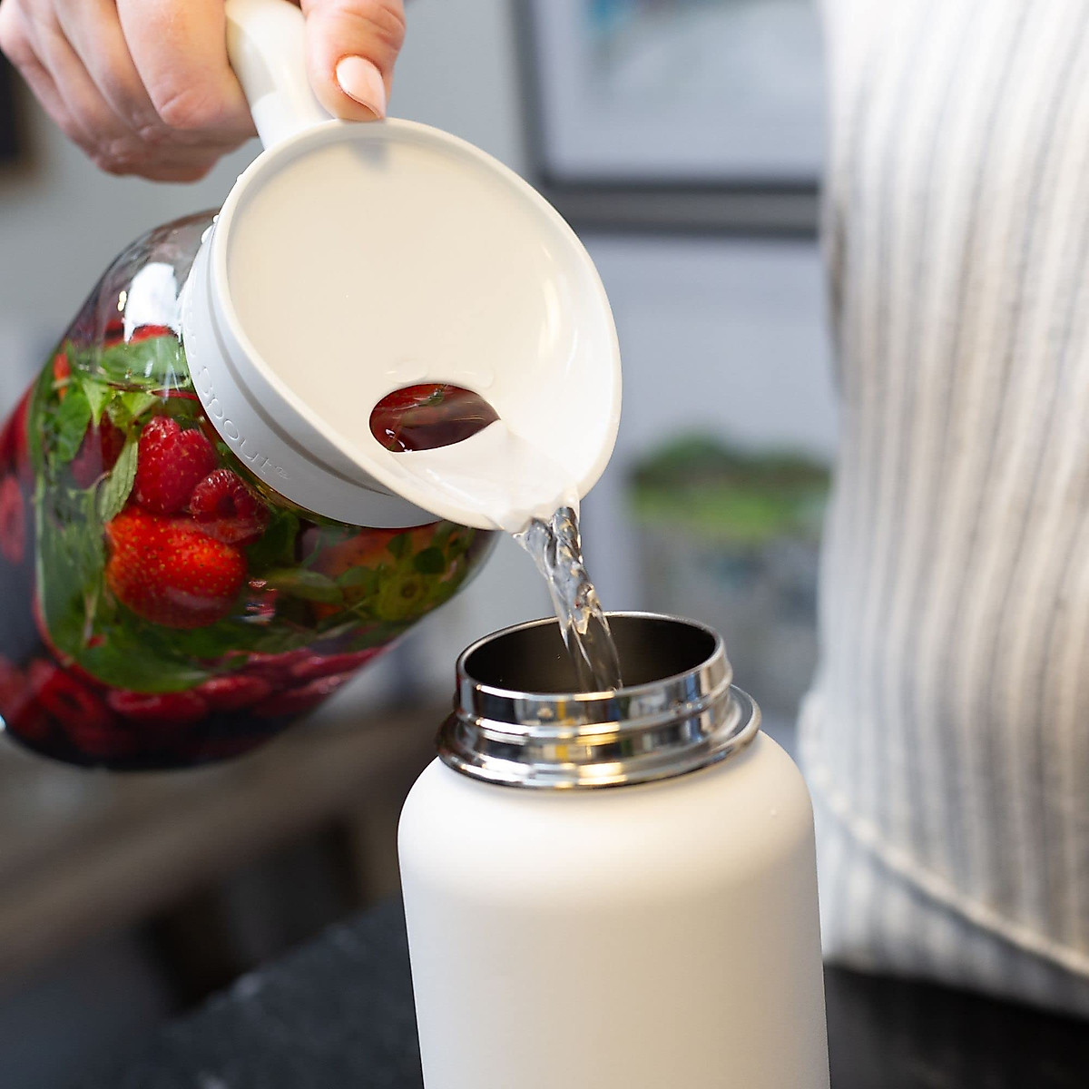 Ergo Spout WIDE mason jar pitcher, mason jar pour spout lid, (WIDE MOUTH) (1, Classic White)