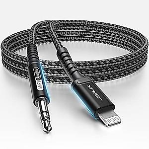 JSAUX Aux Cord for iPhone 3.3FT, 3.5mm Aux Cable for Car Compatible with iPhone 14 13 12 11 XS XR X 8 7 6 iPad iPod for Car Home Stereo, Speaker, Support All iOS Version-Black