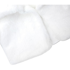 Lilax Girls Faux Fur Bolero Shrug Button Closure Cozy Dress Coat (8 Years, White)