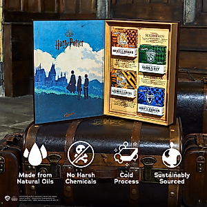 Dr. Squatch Harry Potter Collection with Collector's Box - Men's Natural Bar Soap 4 Pack Bundle and Collector's Box - Soap inspired by Gryffindor, Slytherin, Ravenclaw, and Hufflepuff