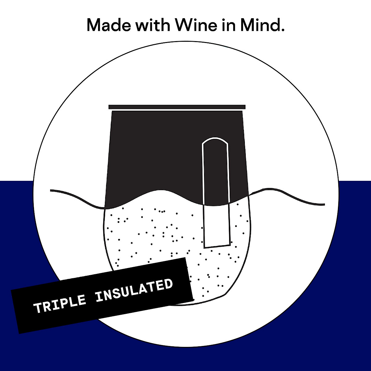 Corkcicle Stemless Insulated Wine Glass Tumbler, Gloss Midnight Blue, 12 oz – Stainless Steel Stemless Wine Glass Keeps Beverages Cold for 6 Hours, Hot for 3 Hours – Non-Slip, Easy-Grip Insulated Cup