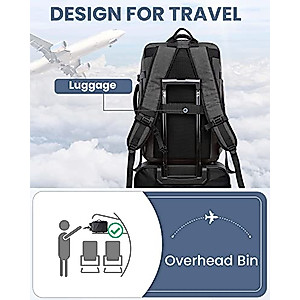 LOVEVOOK Travel Backpack, 30-40L Expandable Extra Large Backpack with Lock, Carry on Backpack 17 Inch with USB Port, Anti-Theft Water Resistant Business Backpack for Men Women, Dark Grey