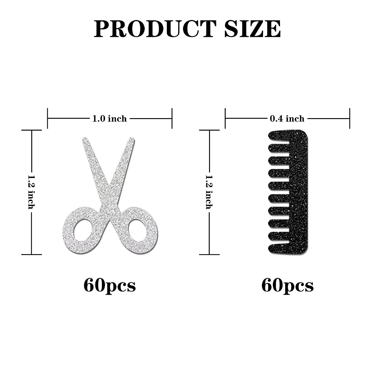 Barber Theme Confetti Silver Black Glitter, Haircut Salon Table Confetti, Makeup Paper Scatter, Hairstylist Haircut Salon Birthday Party Table Decorations Confetti, 120pcs