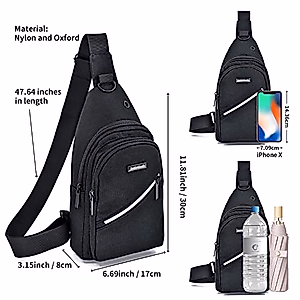 Aisijimo Small Sling Bag For Women Men Casual Crossbody Sling Backpack (Black-B)