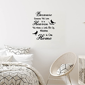 7 Pcs Vinyl Wall Quotes Stickers Memorial Wall Decals Peel and Stick Saying Sticker Because Someone We Love is in Heaven Wall Decal for Losing Home Living Room Decor
