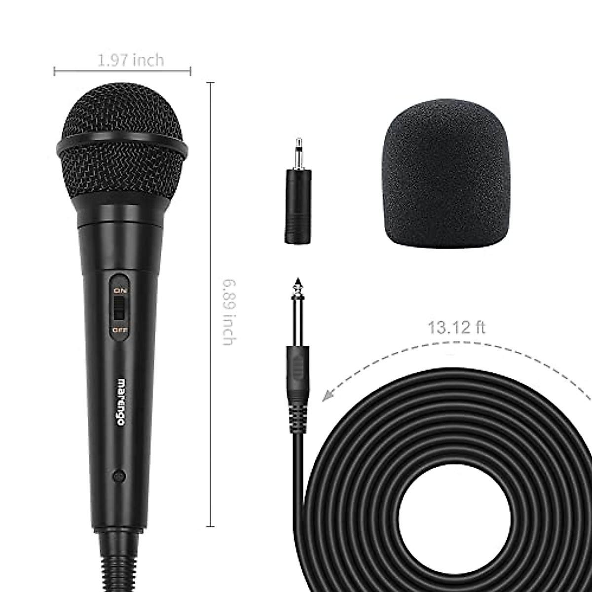 Marengo Handheld Wired Microphone, Cardioid Dynamic Vocal Mic with 13ft Cable and ON/Off Switch, Ideally Suited for Speakers, Karaoke Singing Machine, Amp, Mixer