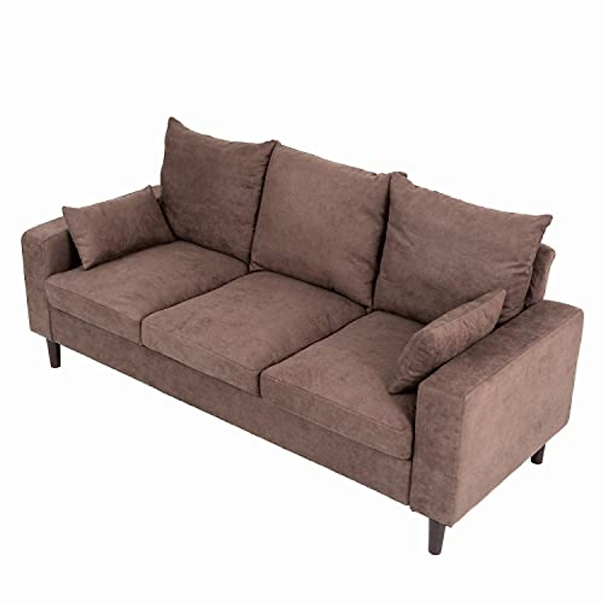 Panana Modern 3-Seat Sofa Couch with Reversible Back Cushions Linen Fabric Sofa 3 Seater Couch for Small Apartment (Brown, 3 Seater)
