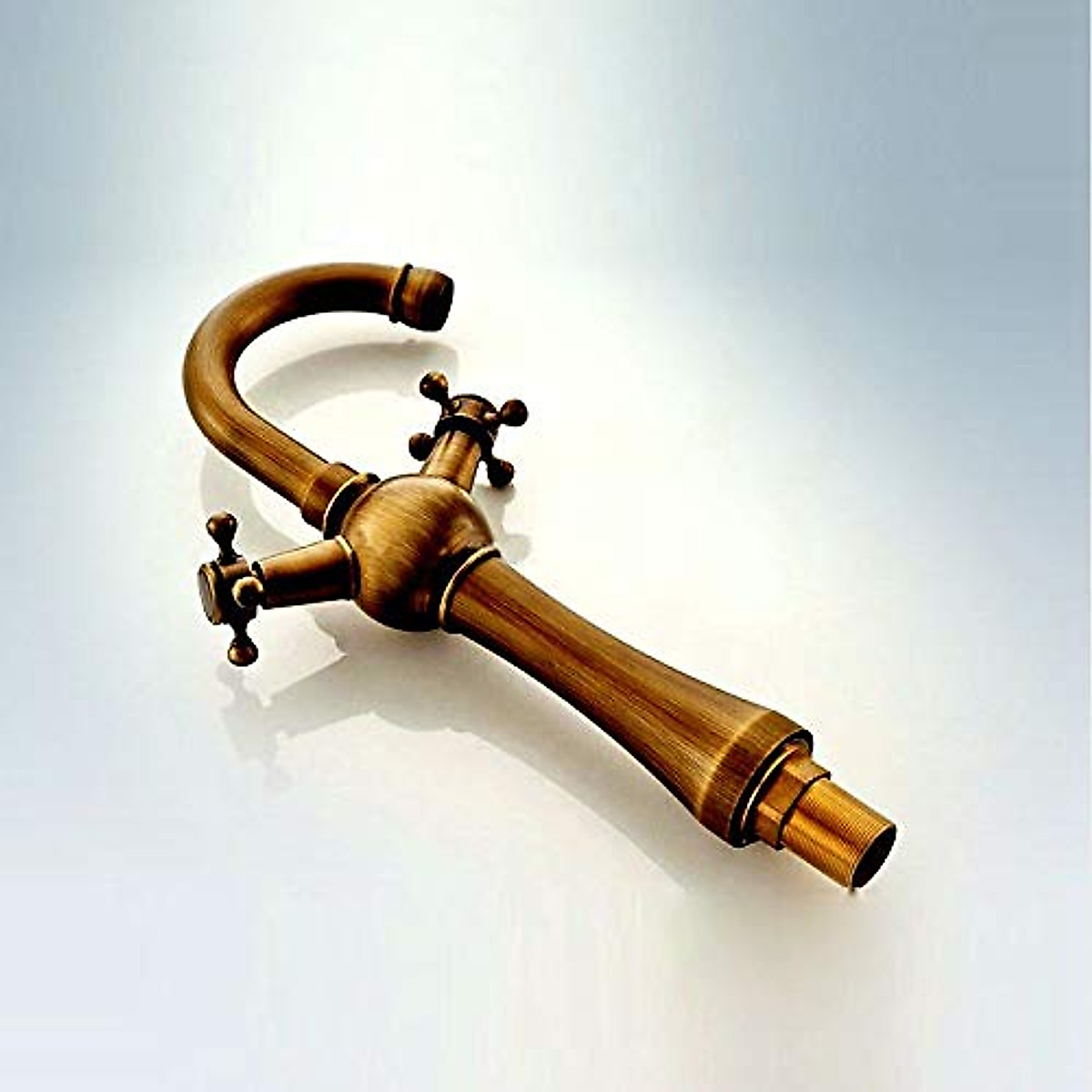 Kitchen Faucet Sink Tall Waterfall Spout Bathroom Vessel Sink Faucet Single Lever Countertop Mixer Tap Antique Brass