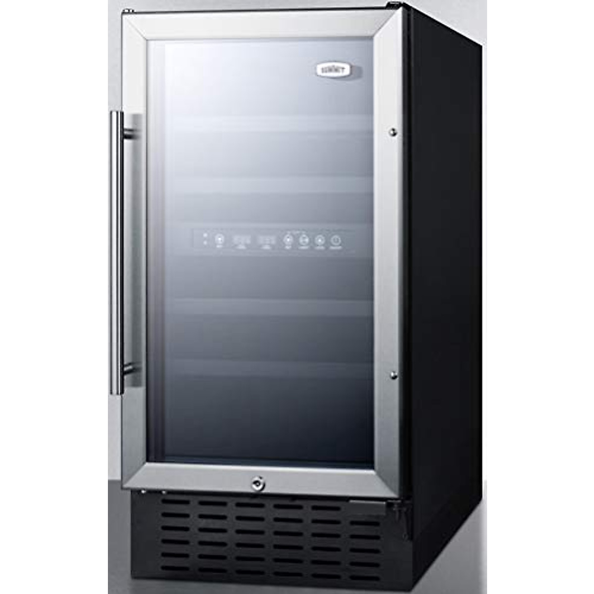 Summit SWC182Z 18"" Wine Cellar with 28 Bottle Capacity Digital Thermostat LED Lighting Professional Handle in Stainless Steel