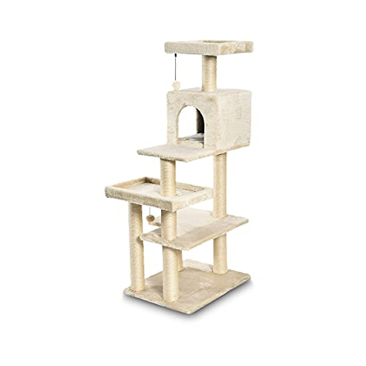 Amazon Basics Extra Large Cat Tree Tower with Condo - 24 x 56 x 19 Inches, Beige