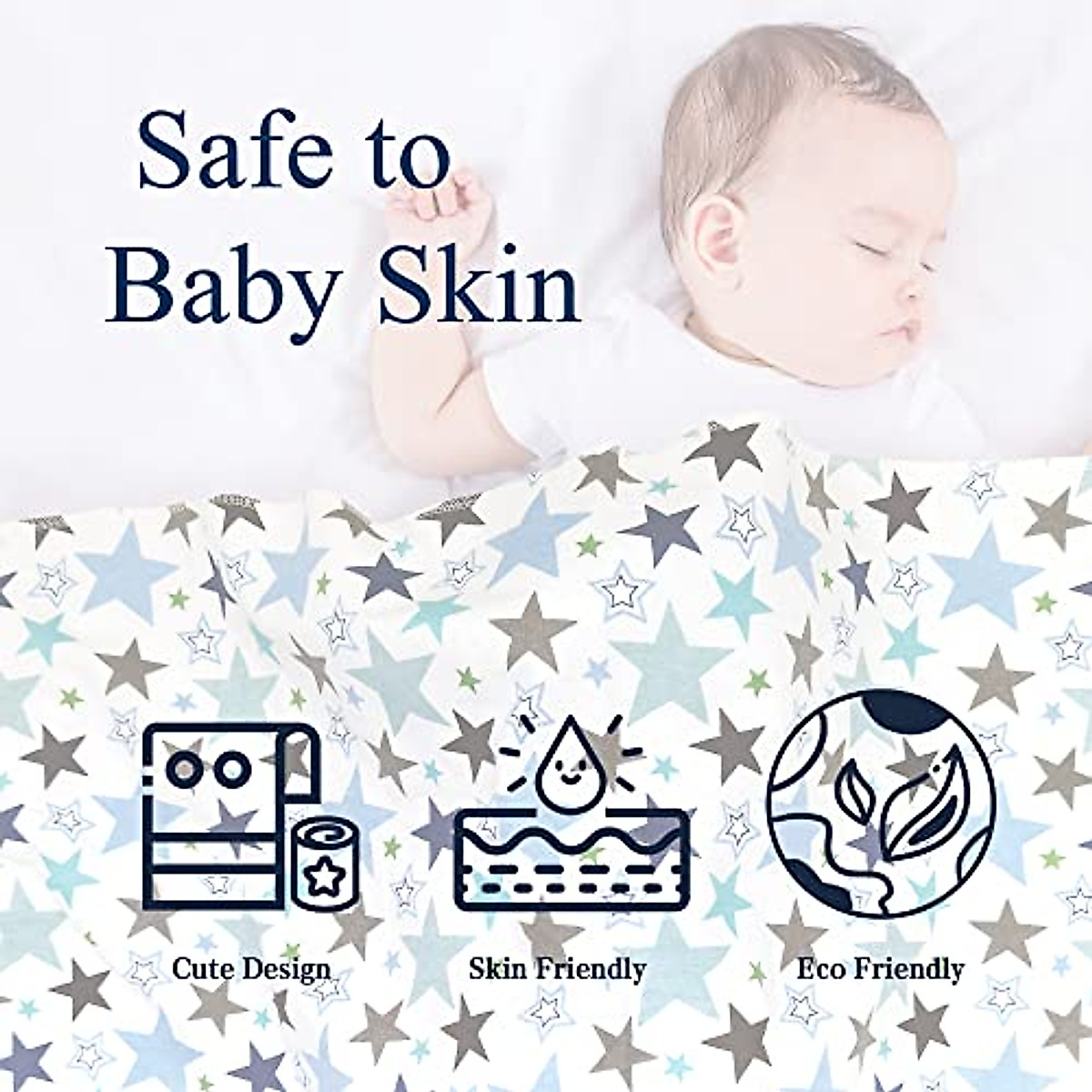 Omilion Receiving Blanket for Baby – 4 Pack – 30 inch x 30 inch – 100% Flannel Cotton - Mixed Patterned Designs – Includes Infant Washcloth 30 Pack