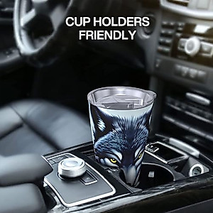WXZYFP Car cup (single silver rim), can use a straw or drink directly, easy to use.Fierce wolf head