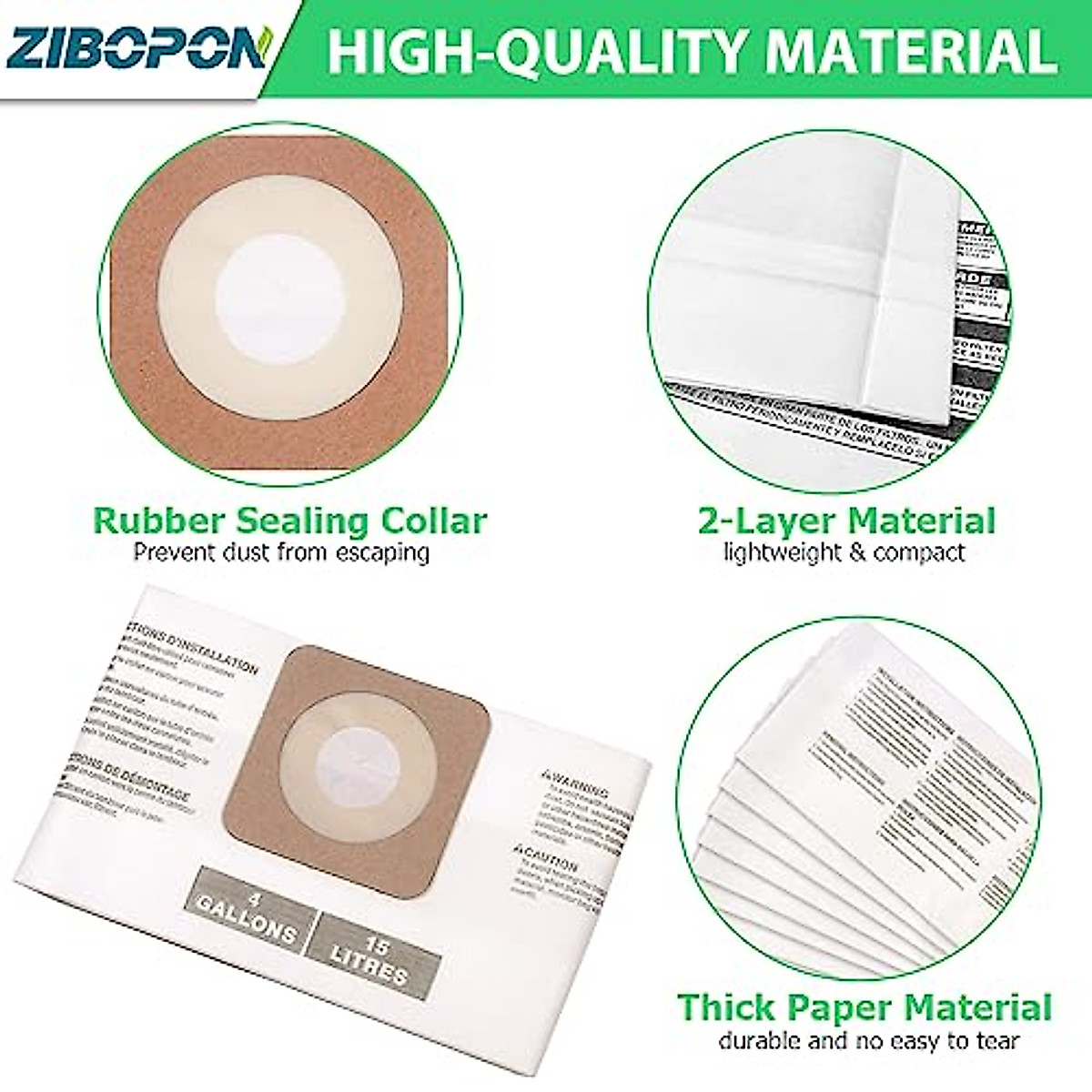 12 Pack 43270 Fine Dust Collection Bags Compatible with Craftsman 4 Gallon Shop Vac CMXEVBE17612 & Dewalt DXV04T 4 Gal Vacuum, Part# CMXZVBE43270