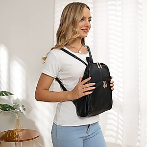 Nevenka Backpack Purse for Women Casual Shoulder Bag PU Leather Zipper Closure Adjustable Strap