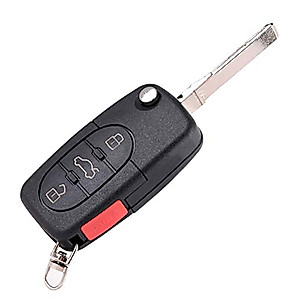 OCPTY 1 X Flip Key Entry Remote Control Key Fob Transmitter Replacement for Audi A4 A4 Quattro A6 A6 Quattro A8 A8 Quattro Allroad Quattro Cabriolet 4D0837231P 4 Buttons