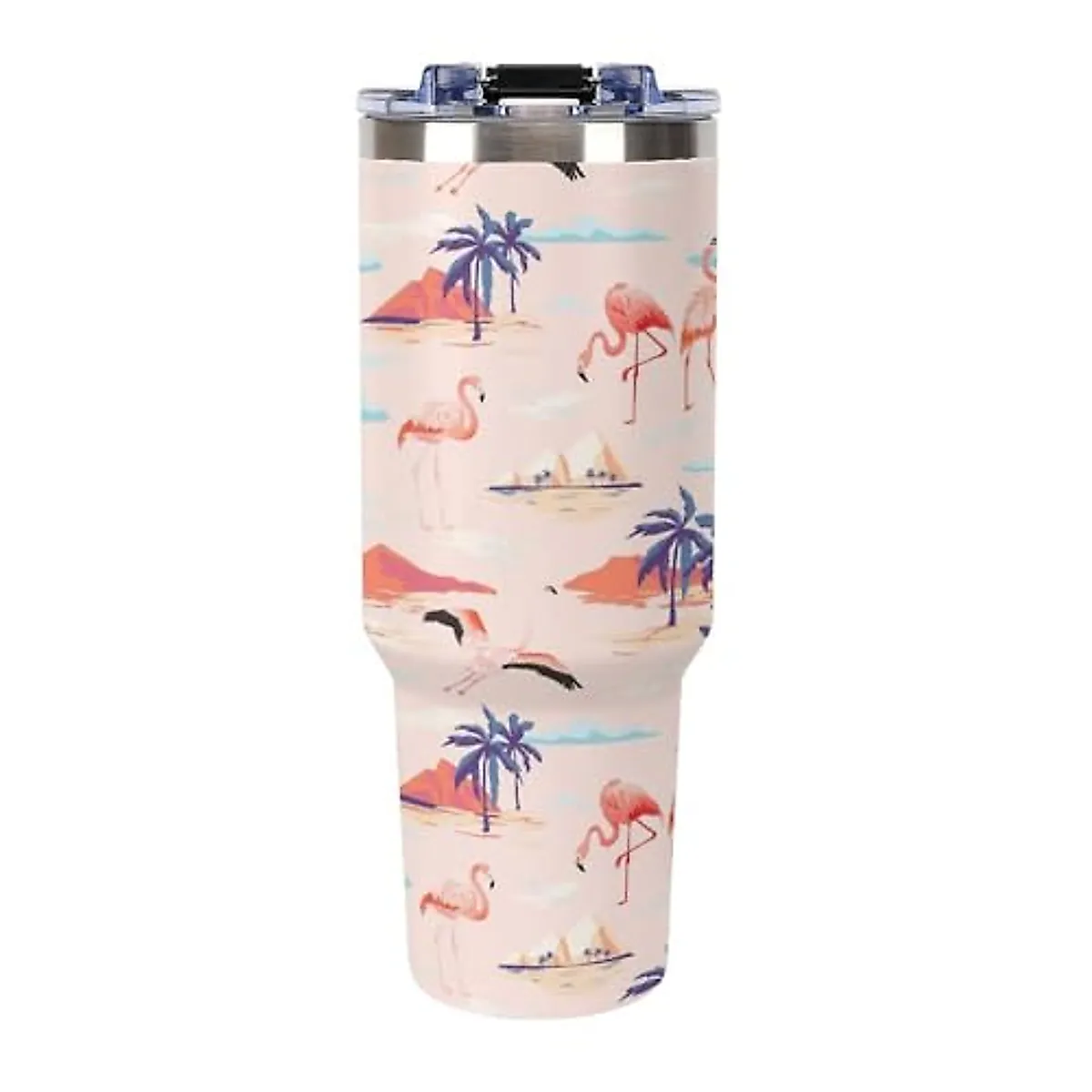 40oz Sunset Flamingo Insulated Stainless Steel Tumbler with Handle Leakproof Water Bottles Travel Mug with Lid And Straw