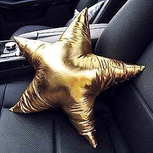 A.B Crew Shiny Cute Car Waist Cushion Back Support Cushion Home Sofa Decor(Golden Star)