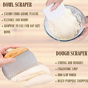 Banneton Bread Proofing Basket Gift Set of 2 - Proofing Baskets 10" Oval & 9" Round Rattan Sourdough Bread Baking Supplies with Bread Lame, Dough Scrapers, Liners, Dough Whisk, Bread Bag &16 Stencils