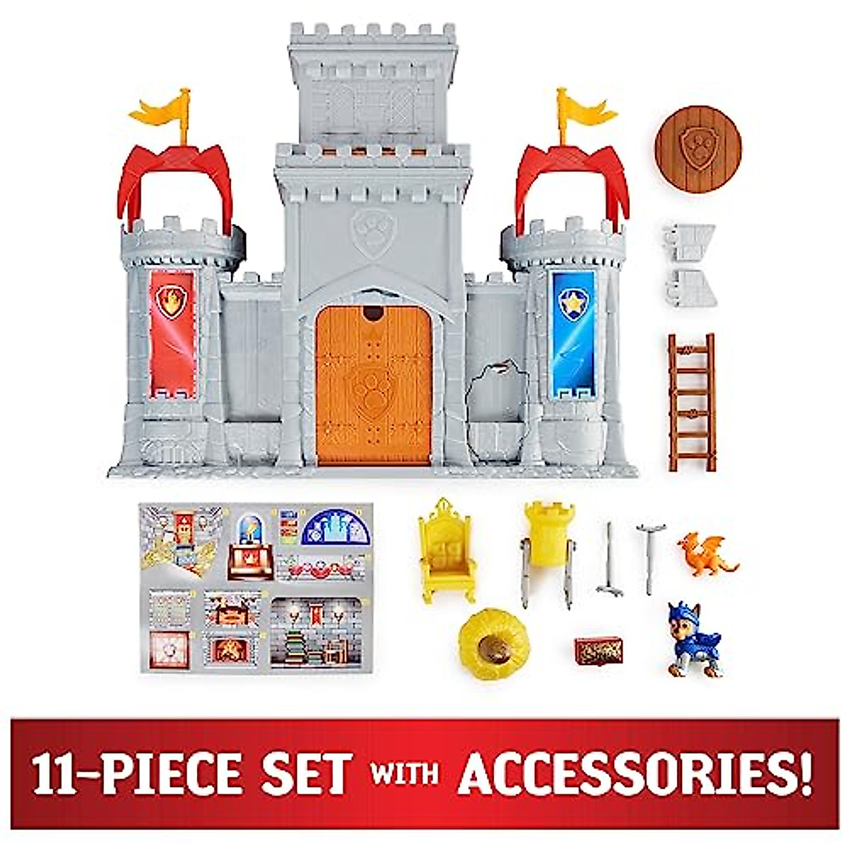 Paw Patrol, Rescue Knights Castle HQ Transforming 11-Piece Playset with Chase and Mini Dragon Draco Action Figures, Kids Toys for Ages 3 and up