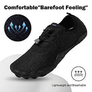 Wajin Barefoot Minimalist Sneakers for Men and Women Zero Drop Sole Wide Toe Box Cross-Training Gym Trail Running Shoes Black