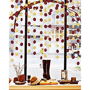 Graduation Decorations Burgundy Gold 2024/Fall Bridal Shower Wedding/Maroon Gold Graduation Party Decorations/Burgundy Gold Birthday Decorations Burgundy Paper Garlands