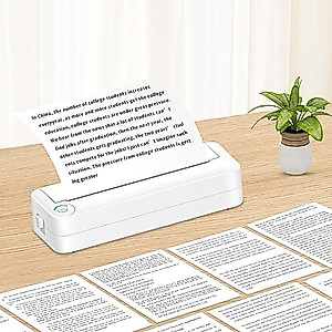 ANGGREK Thermal Printer, 2500mAh Battery Compact Design Inkless Printing Machine A4 Size High Compatibility for Home School Office