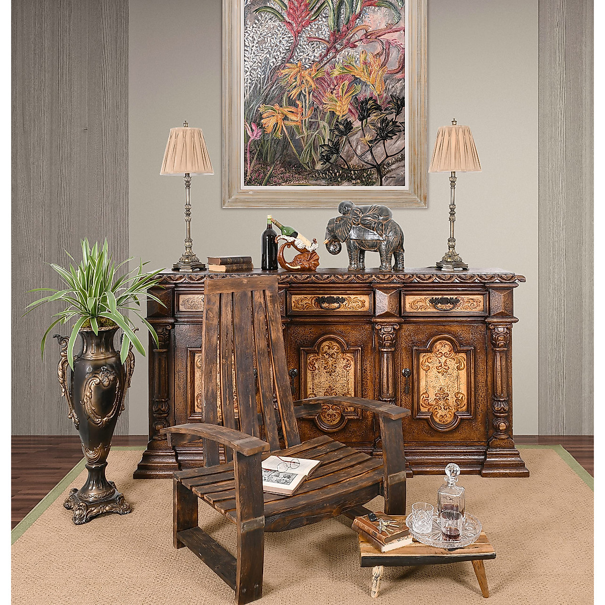 AFD Home Elephant Wine Bottle Holder Table Top Center Piece Decoration